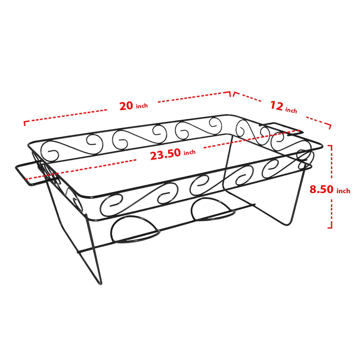 Party Essentials N0317 Elegance Full Size Heavy Duty Chafing Rack, Decorative Wire Buffet Rack Stand, Serving Trays Frame Food Warmer, Black (Case of 3)