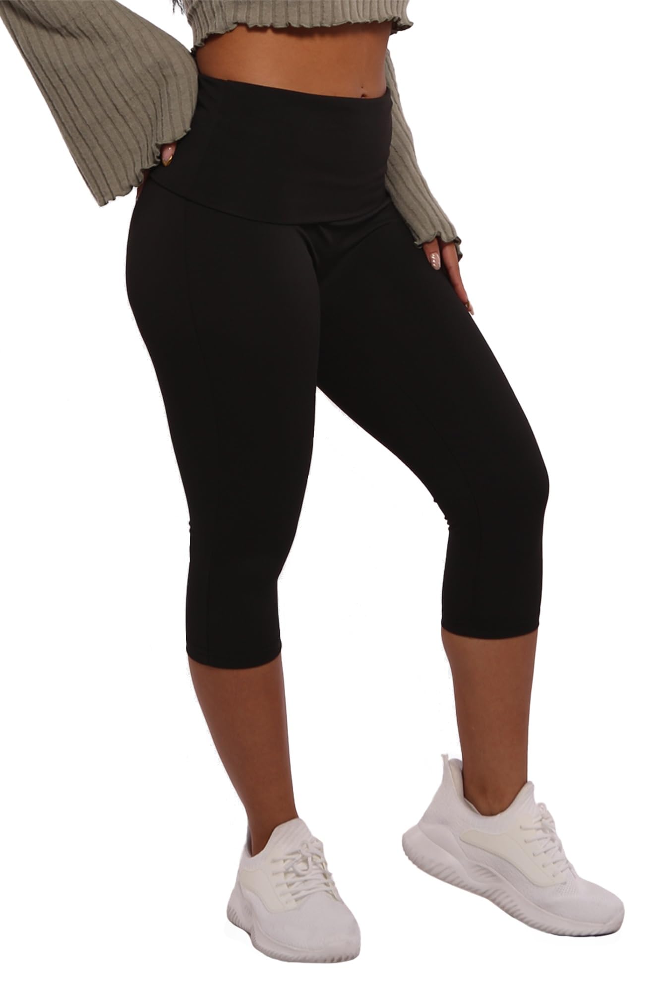 ShoSho Womens High Waist Tummy Control Butt Sculpting Leggings Athletic Workout Yoga Pants with Side Pockets Lightning Print Black/White Large