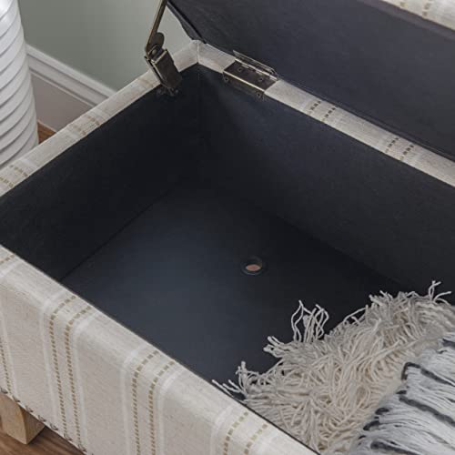 Linon Linen Stripe Upholstered Storage Stephanie Ottoman