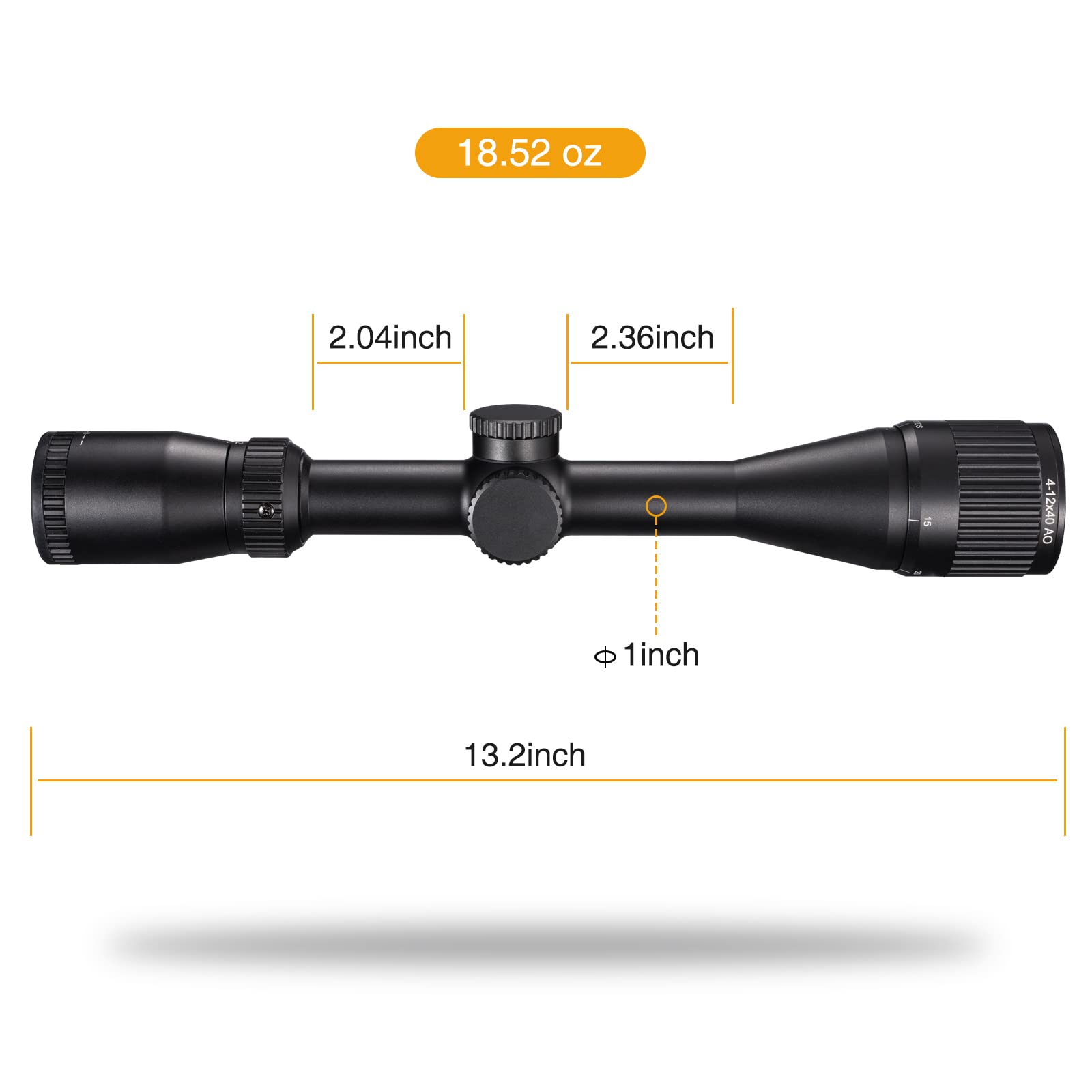 MidTen SFP 4-12x40 AO Tactical Rifle Scope with 4" Eye Relief Adjustable Objective Dead-Hold BDC Reticle Optics 1-inch Tube Riflescopes for Hunting Shooting