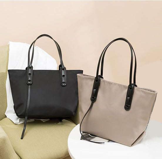 Tote Bag for Women Medium Capacity Casual Commuter Handbag Nylon Single Shoulder Bag,Black