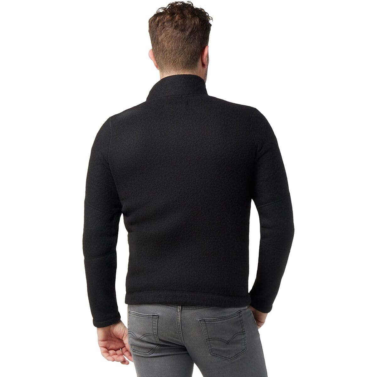Smartwool Men's Hudson Trail Merino Wool Fleece Half Zip Jacket (Regular Fit), Black Fairisle, Large