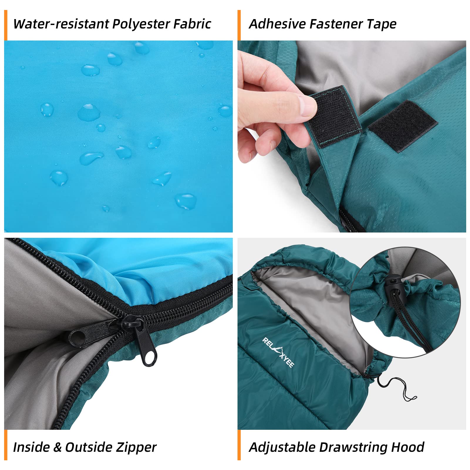 Relaxyee Camping Sleeping Bag for Adults Backpacking Lightweight Waterproof- Cold Weather Sleeping Bag for Hiking Traveling & Outdoor Activities