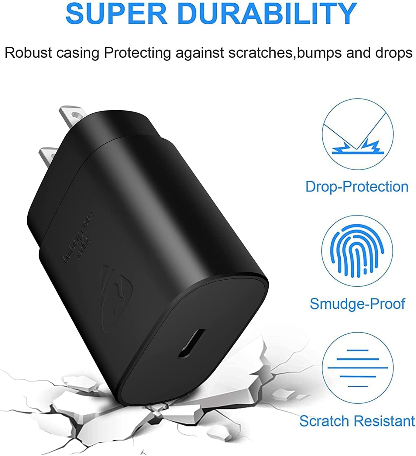USB C Wall Charger 25W Fast Charger Block PD Power Adapter for iPhone 13/13 Mini/13 Pro/13 Pro Max/12/11, iPad Pro/Mini, Google Pixel 4/3, Samsung Galaxy S20 S10 and More (Black)