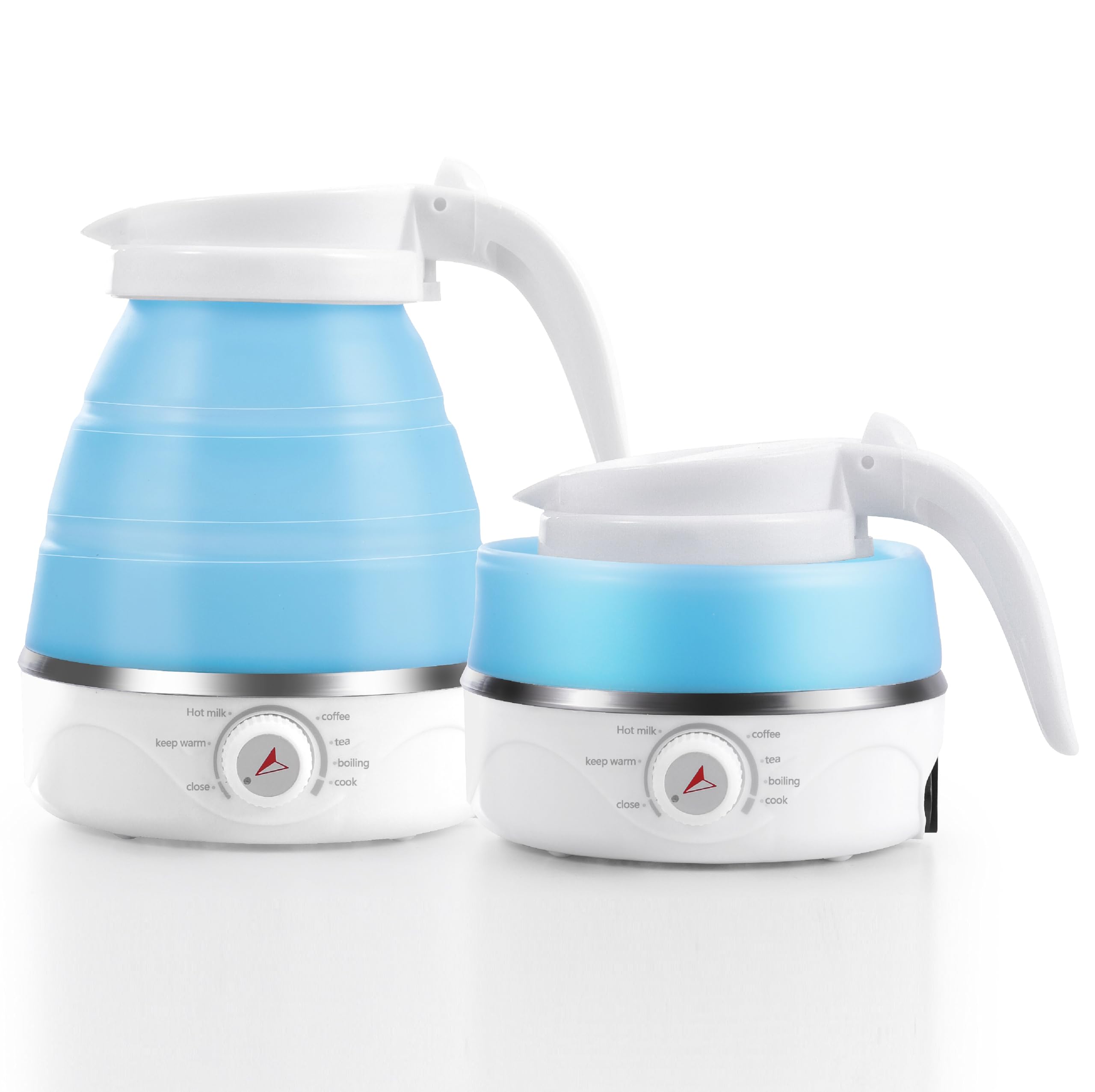 Large Capacity Temperature Adjustable Travel Kettle,Travel Foldable Electric Kettle,Collapsible Food Grade Silicone Small Kettle,Boiling water for Tea Coffee Nodle(1200ml,110V,1200W,US Plug) (Blue)
