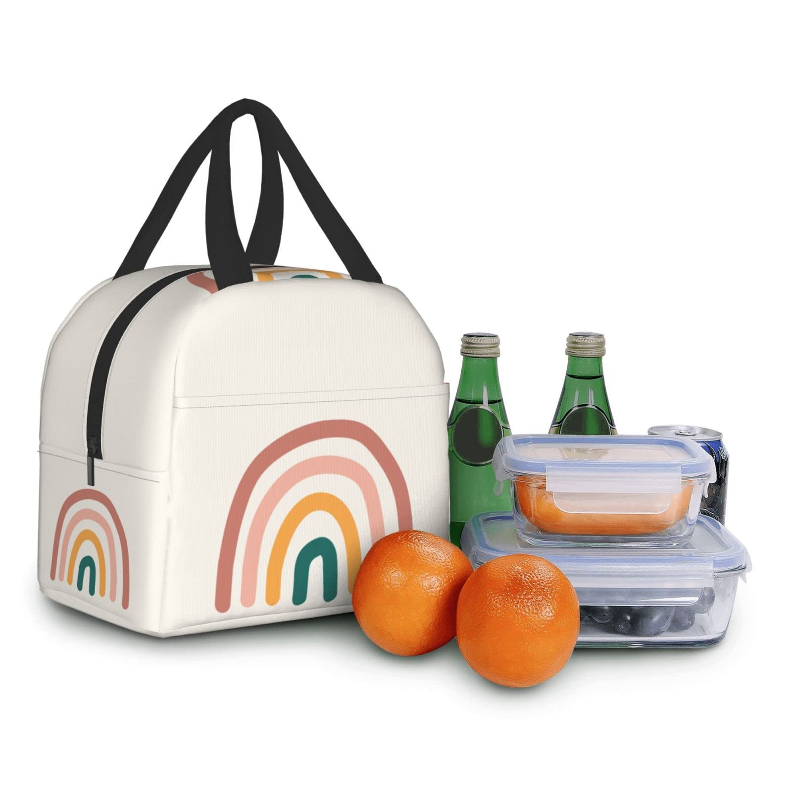 Senheol Boho Rainbow Lunch Box, Insulation Lunch Bag for Women Men, Reusable Lunch Tote Bags Perfect for Office Camping Hiking Picnic Beach Travel