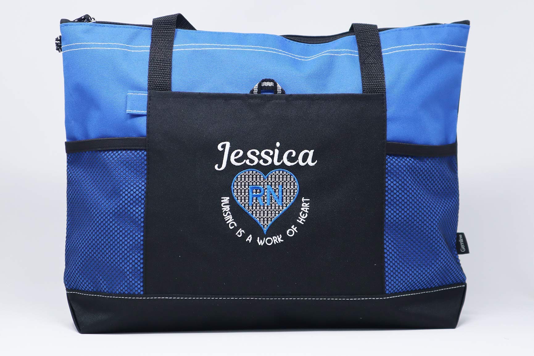 Nursing is a Work of Heart Personalized Embroidered Nurse, CNA, RN, LPN Tote Bag.