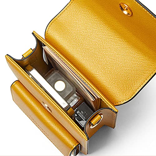 SUMGOGO Crossbody Bag for Women Leather Small Shoulder Purse Phone Bag Handbag Wallet (A-Yellow)