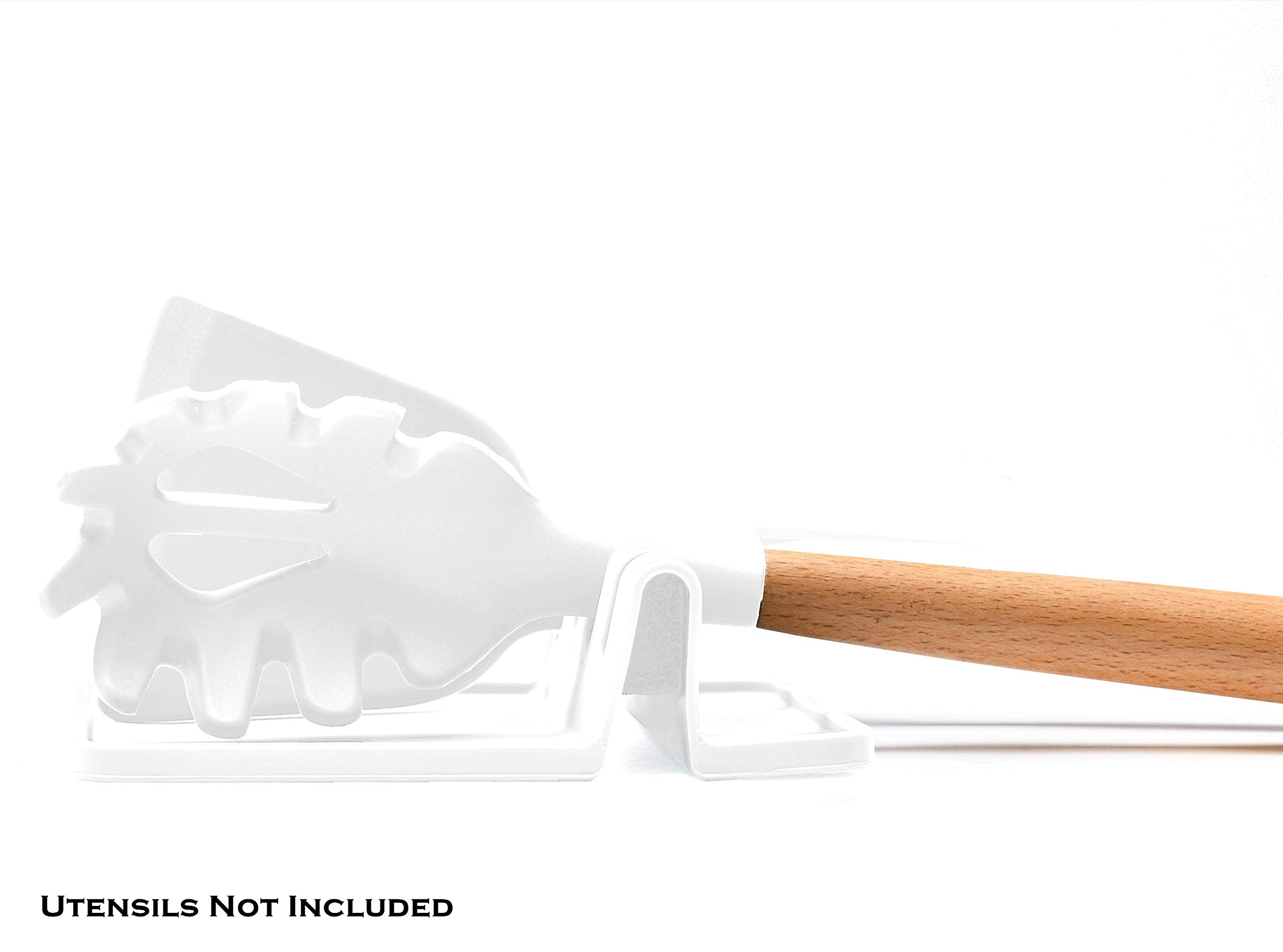 Silicone Spoon holder for Stove Top with Drip Pad Heat Resistant, BPA Free Utensil Rest & Spoon Rest for Kitchen Counter - Grill Utensil Holder for Spatulas, Tongs, Ladles (white)