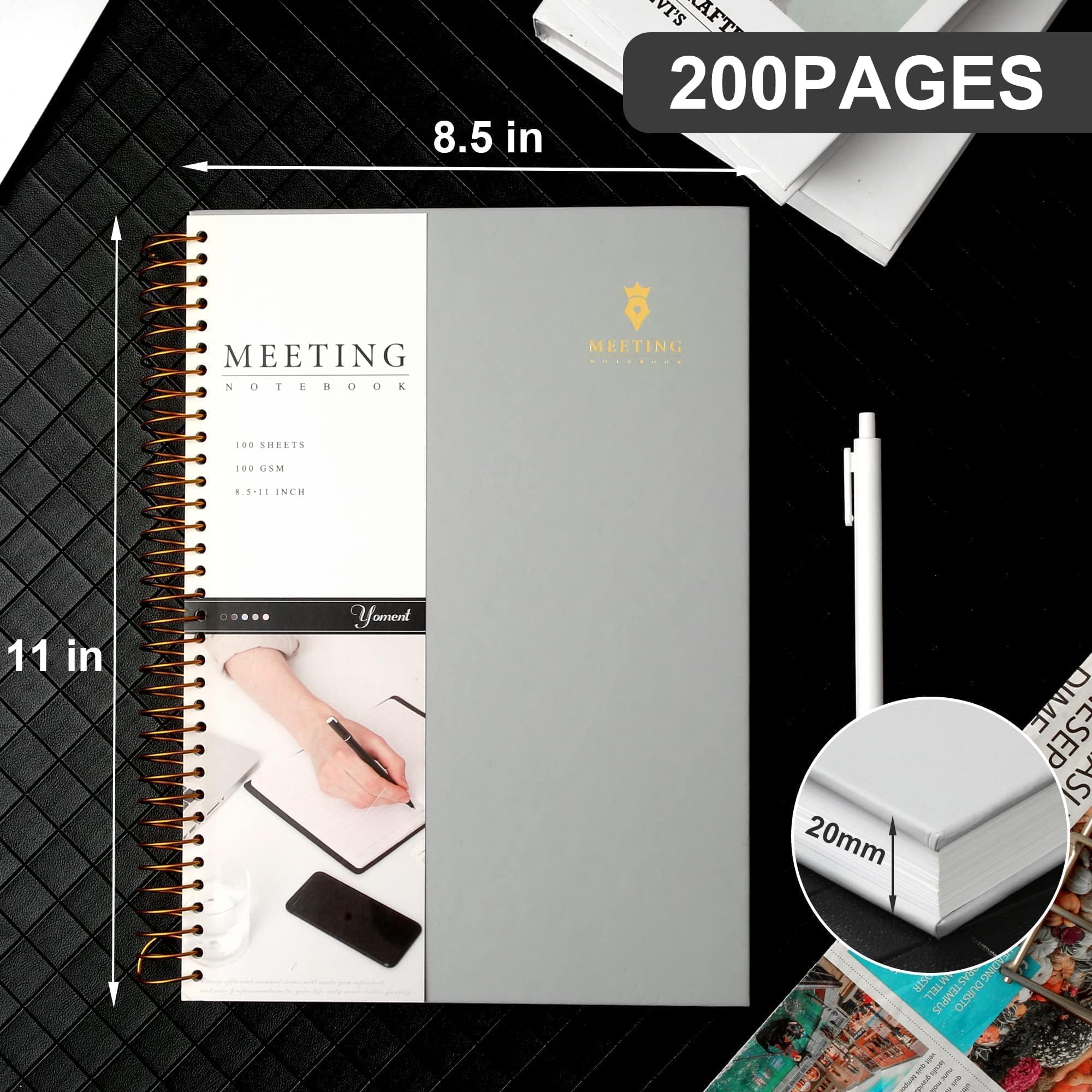 Meeting Notebook for Work with Action Items Hardcover Spiral Meeting Planner for Office Business Meeting Work Notes Notebooks for Note Taking Professional Meeting Notebooks for Men Women,Grey