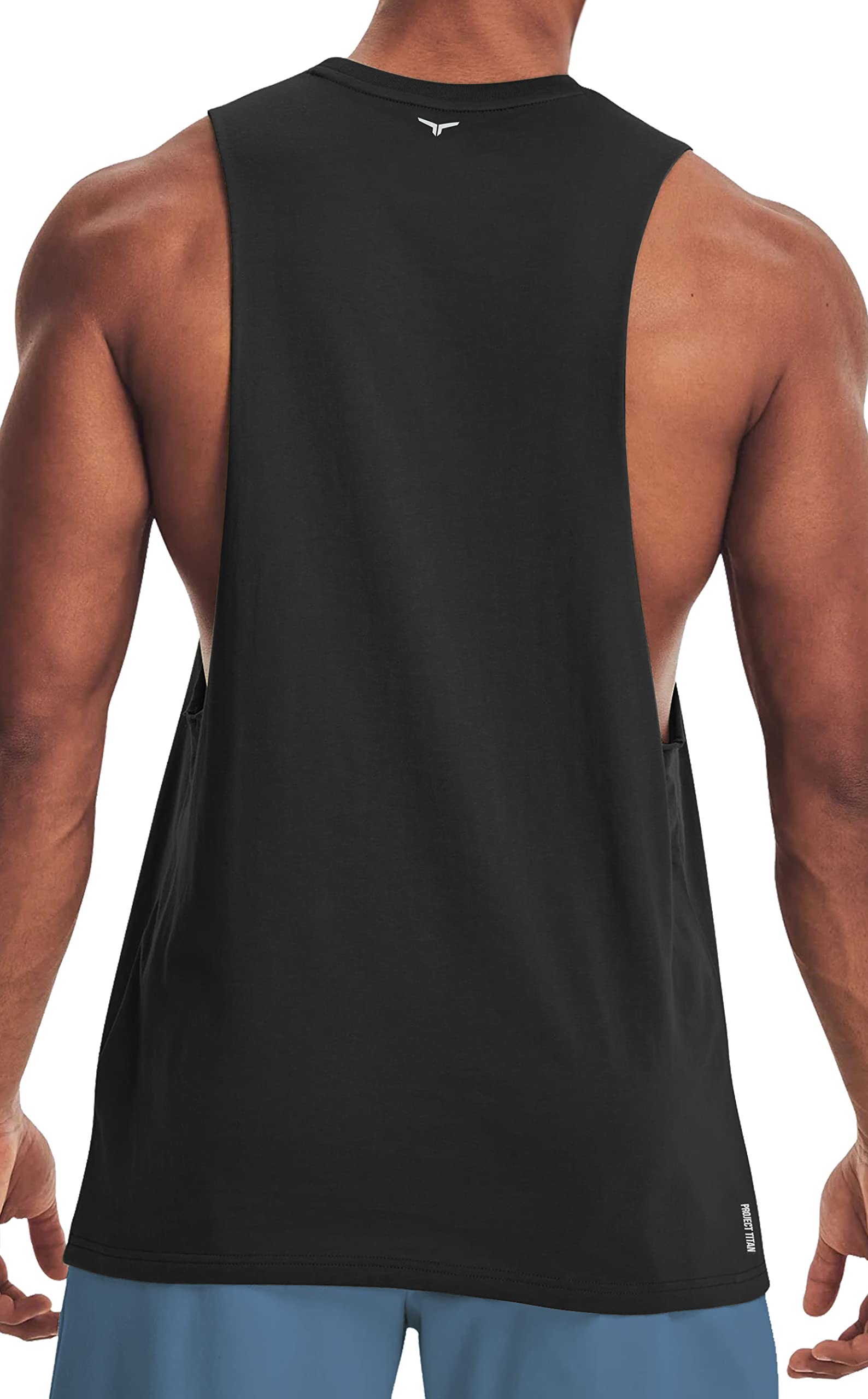 Project Titan Men's Workout Drop Arm Tank Top Cut Off Sleeveless Muscle Tank Gym Shirt