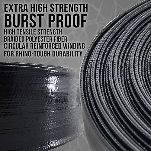 U.S. Pool Supply Black Rhino 2" x 100' Pool Backwash Hose with Hose Clamp - Extra Heavy Duty Superior Strength, Thick 1.2mm (47 mils) - Weather Burst Resistant - Drain Clean Swimming Pools and Filters