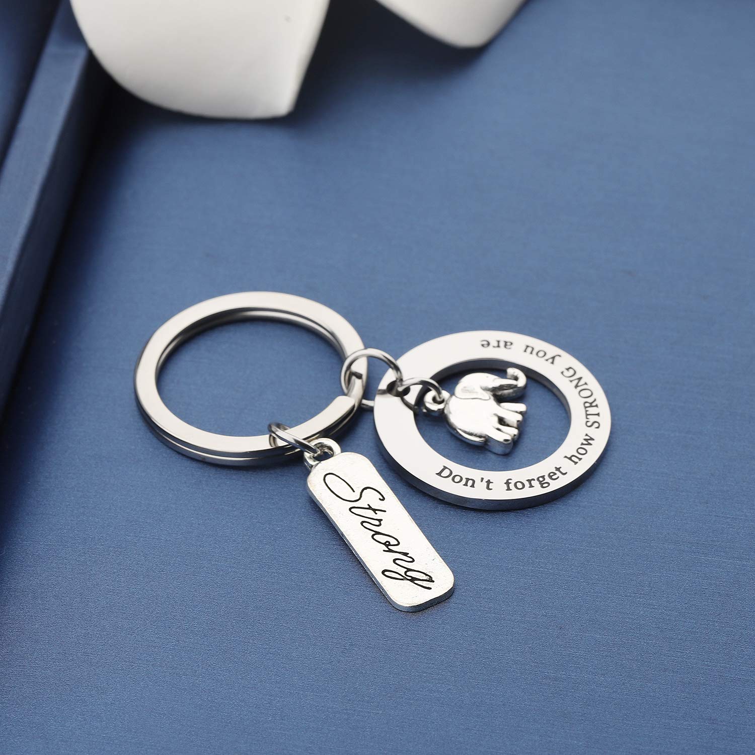 MYOSPARK Elephant Inspirational Keychain Gift For Elephant Lovers (STRONG Elephant Keychain-circle)