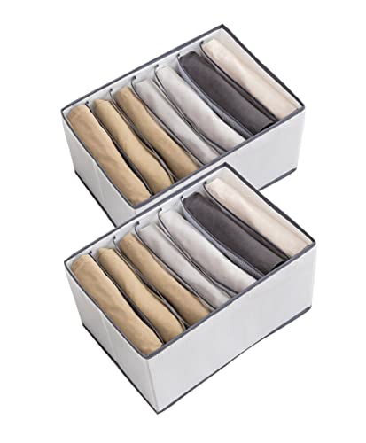 YUXES Dividers Drawer Organizer for Clothing Closet Shelf Wardrobe Clothes Organizer for Folded Clothes Jeans Pants Shirts Storage Bin Container for Bedroom Washable Collapsible