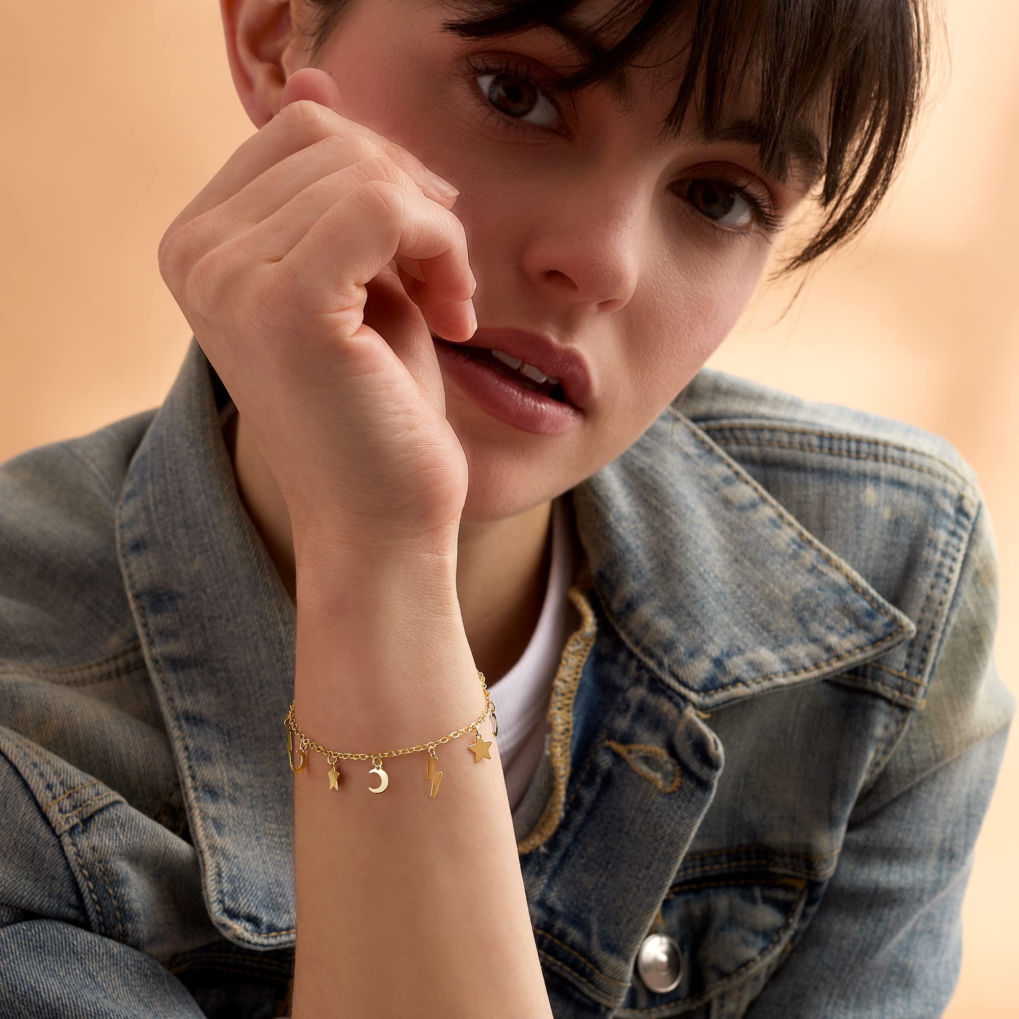 Ross-Simons RS Pure Italian 14kt Yellow Gold Celestial Bracelet. 6.5 inches