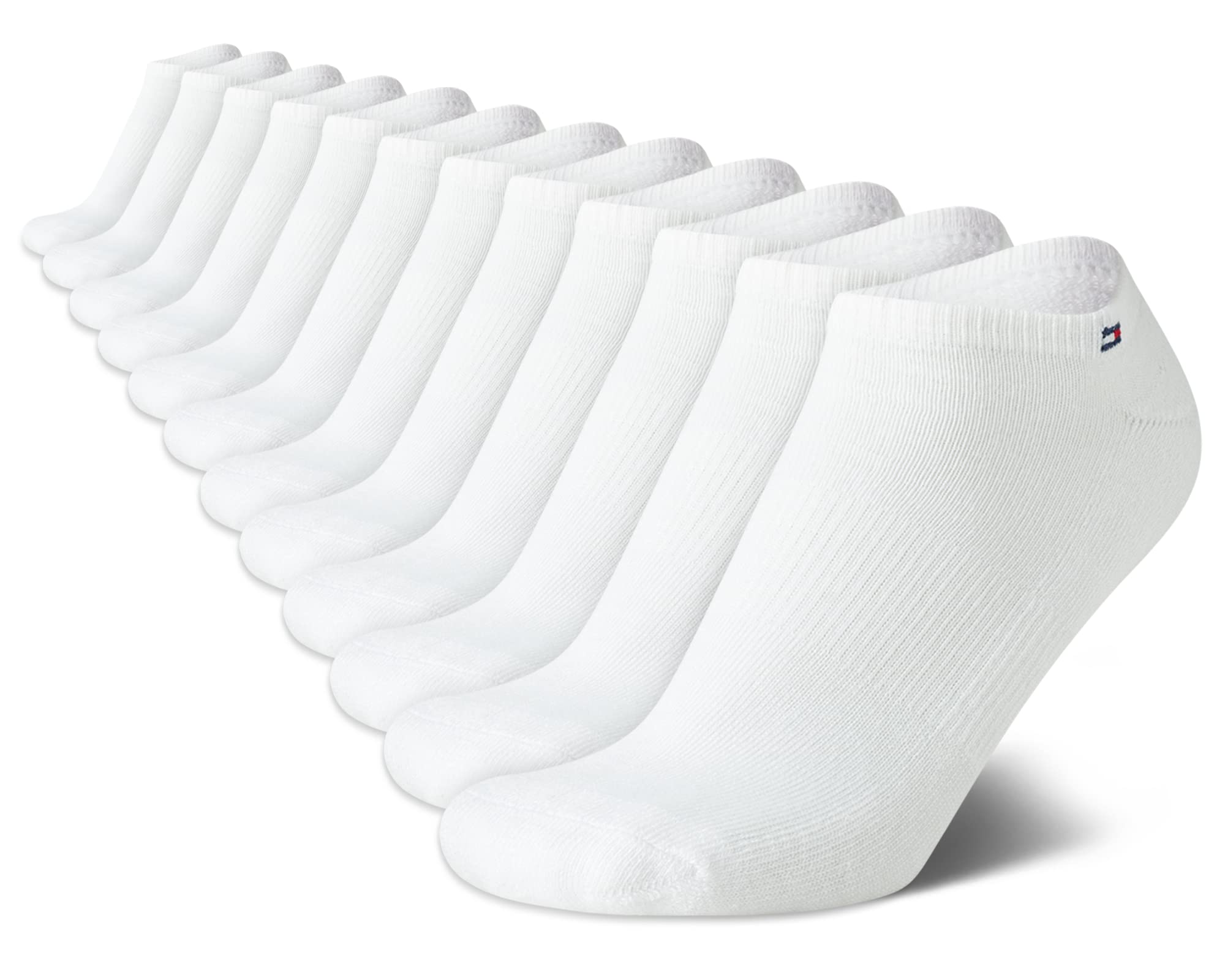 Tommy Hilfiger Women's Socks - Lightweight No Show Socks (12 Pack), Size 4-10, White Logo