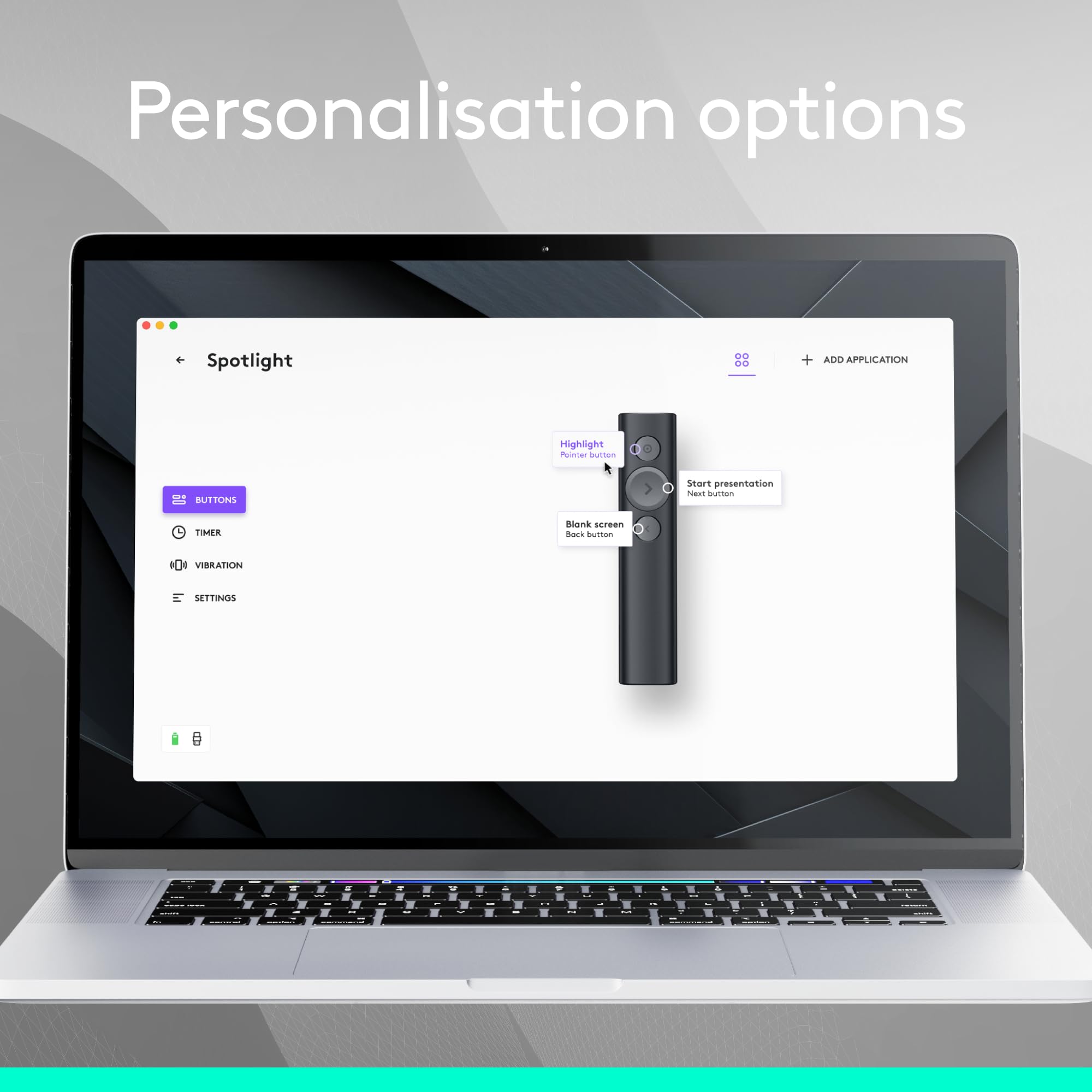 Logitech Spotlight Presentation Remote - Advanced Digital Highlighting with Bluetooth, Universal Presenter Clicker, 30M Range and Quick Charging – Black