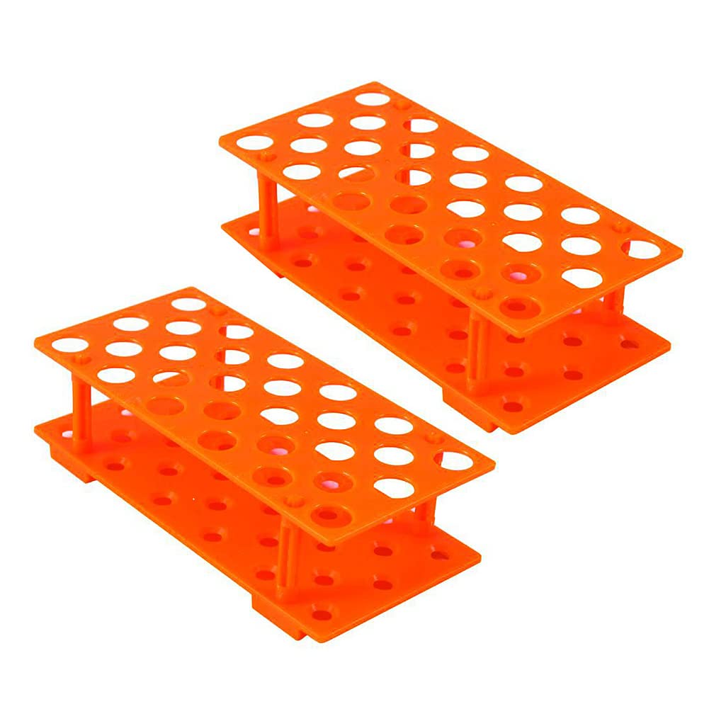 YXQ 28 Well Centrifuge Tube Rack,Orange Test Tube Holder for 10ml/15ml Detachable Plastic Stand (2 Packs)