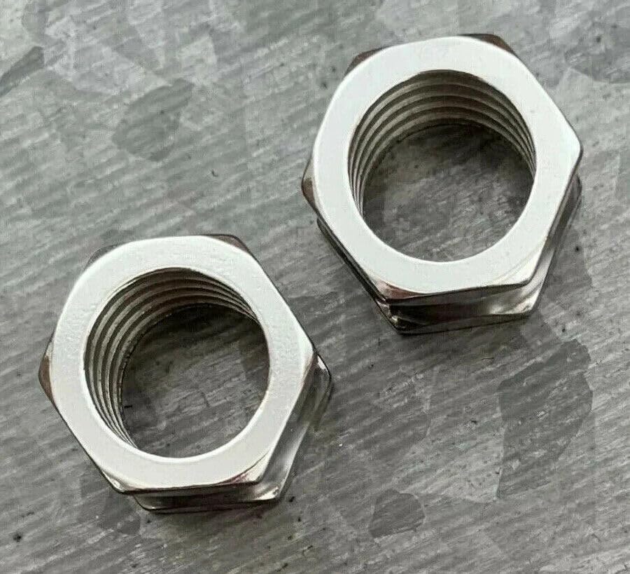 Lobal Domination PAIR of Steel Hexagon Screw Bolt Tunnels Double Flare Plugs Earlets Gauges (00g (10mm))