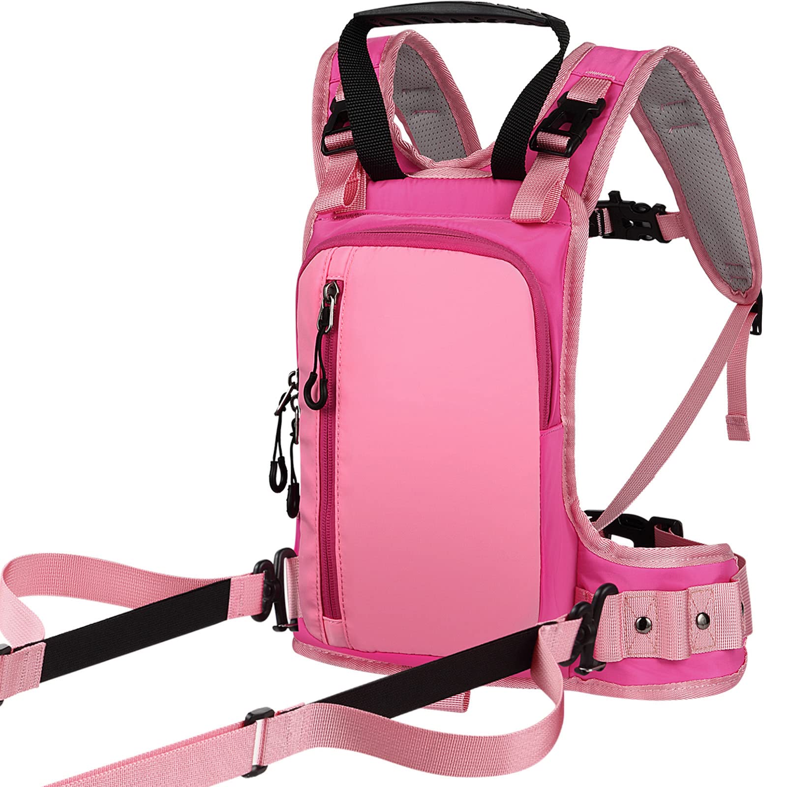 Ski and Snowboard Harness Trainer Backpack for Kids: Learn to Ski Safely and Teach Your Child The Speed Control of Skiing, Adjustable Kids Ski Harness with Shock Leashes, Perfect for Beginners, Pink