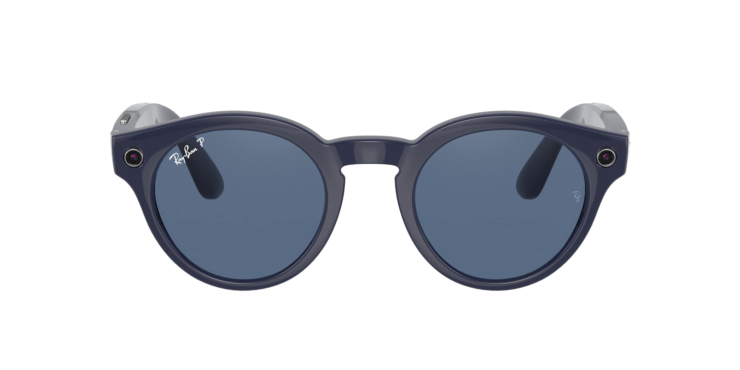 Ray-Ban Stories | Round Smart Glasses, Shiny Blue/Dark Blue Polarized, 48 mm