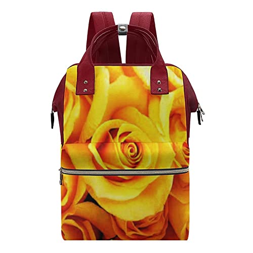 Yellow Rose Diaper Bag Backpack Large Capacity Mommy Bags Multifunction Nappy Bag Travel Back Pack Red-Style