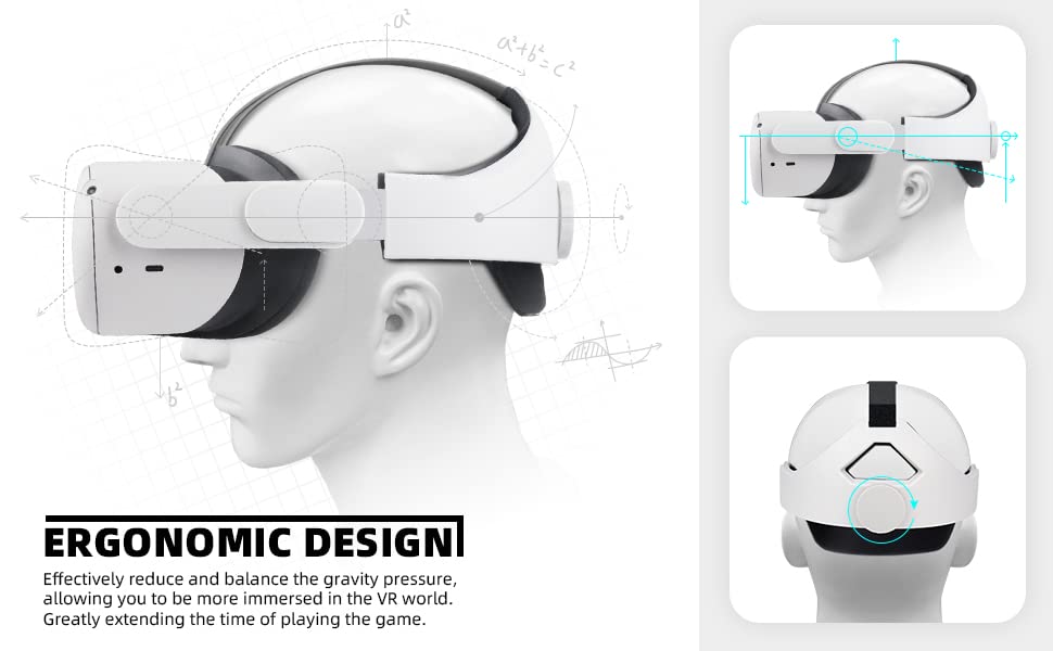 OOAVR VR Head Strap and VR Face Pad for Meta/Oculus Quest 2,Comfortably and Adjustable Elite Headstrap for Different Headform,Stable and Better Balance