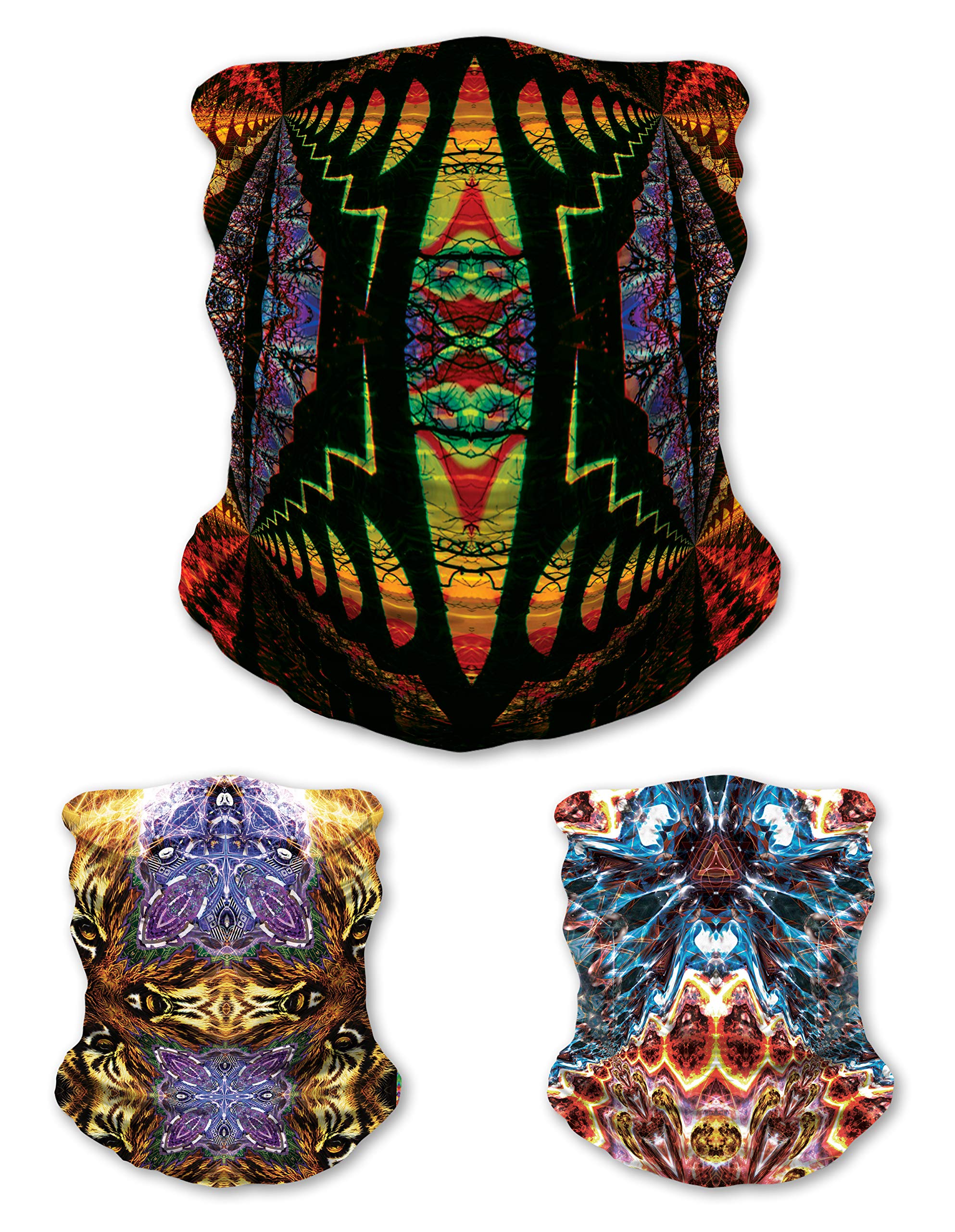 Lucid Eye Neck Gaiter Multipack 3PCS, Rasta Festival Series, Stretchy Tube Scarf