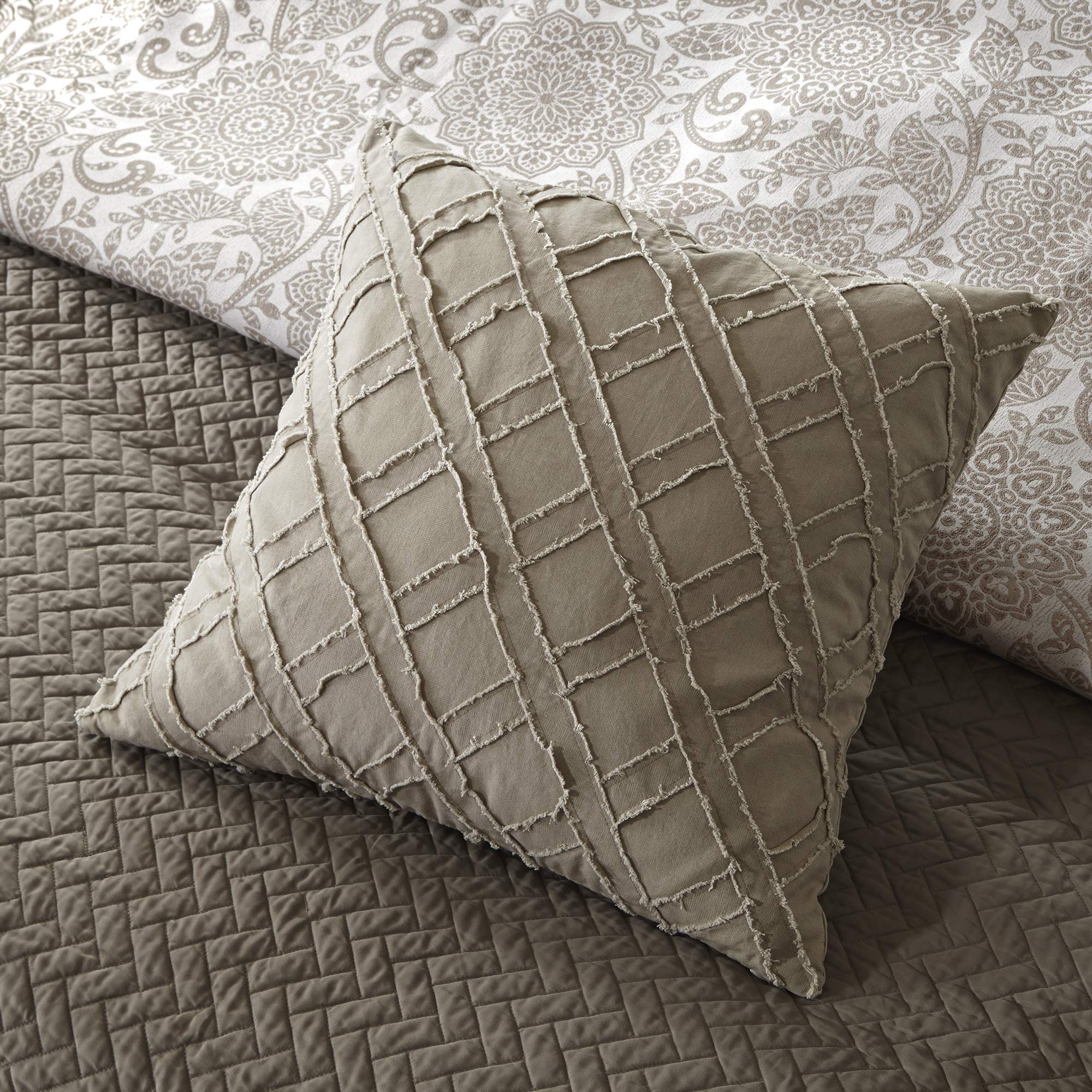 Madison Park Signature Sophia King Size Bed Comforter Duvet 2-In-1 Set Bed In A Bag - Ivory , Jacquard β 9 Piece Bedding Sets β Ultra Soft Microfiber Bedroom Comforters