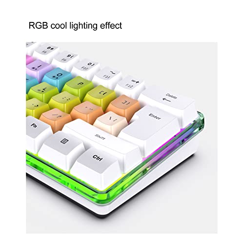 YEmirth Gaming Keyboard 61 Keys Mechanical Keyboard RGB Backlight Colorful Keycaps Mini Wired Mechanical Keyboard