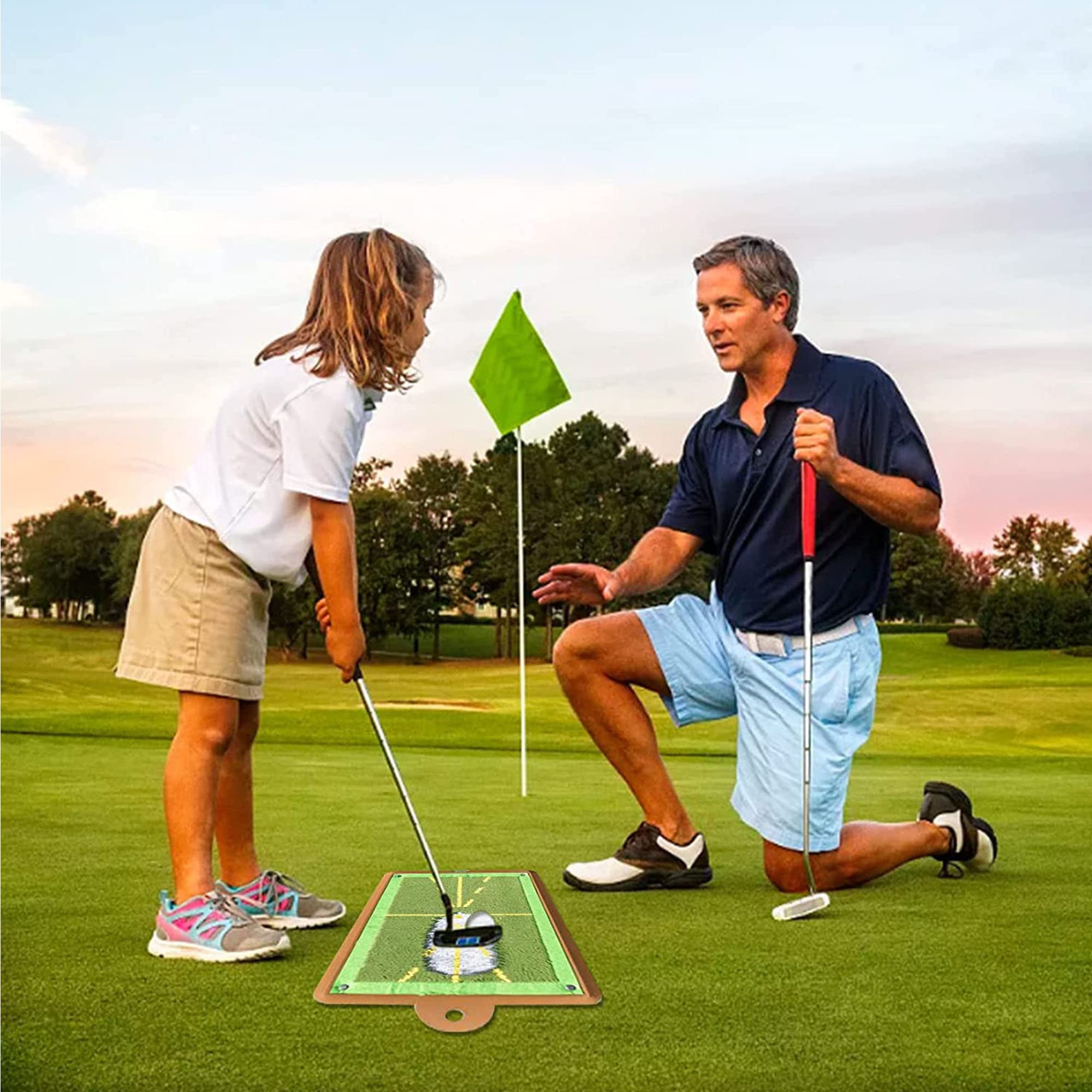 Sunwhat Golf Training Mat for Swing Detection Batting, Swing Path and Correct Hitting Posture Golf Practice Mat for Indoor/Outdoor, Golf Training Aid Equipment