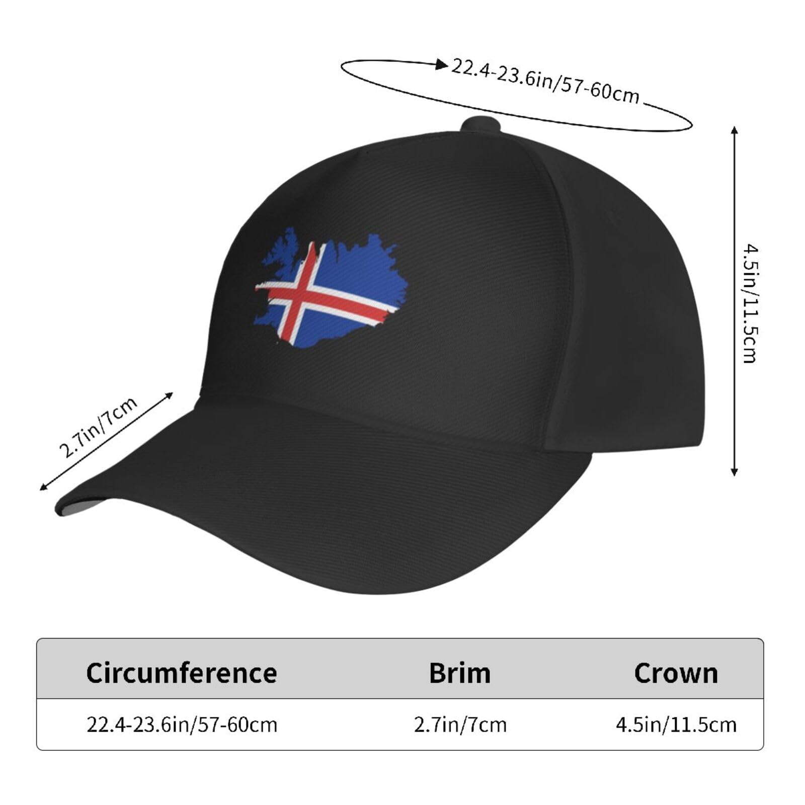 LIFANGMI Iceland Terrain Map Baseball Cap for Men Women Breathable Baseball Caps Casual Outdoor Hat Adjustable Trucker Hats Dad Cap Black