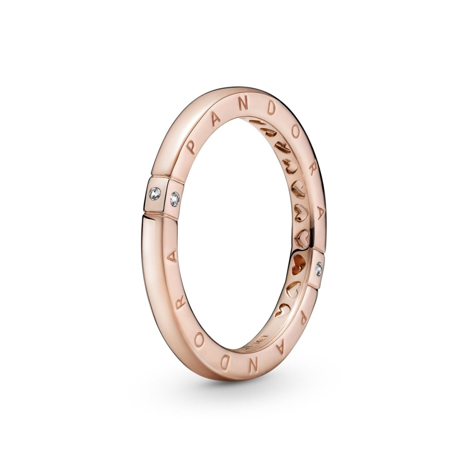 PANDORA Logo & Hearts Ring, Pandora Rose, Size: EUR-54, US-7 - 189482C01-54
