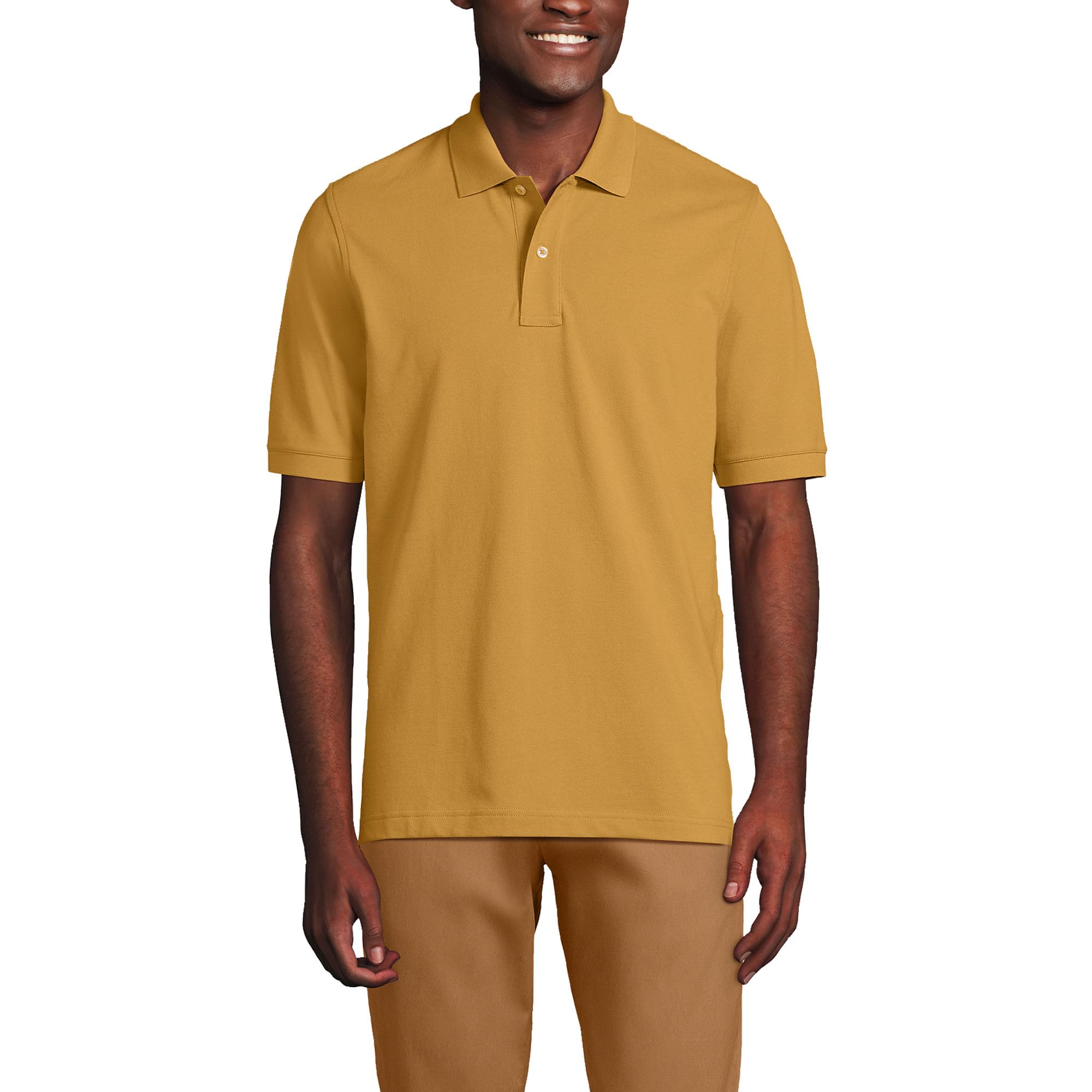 Lands' End Mens Short Sleeve Comfort First Mesh Polo Spicy Mustard Regular Large