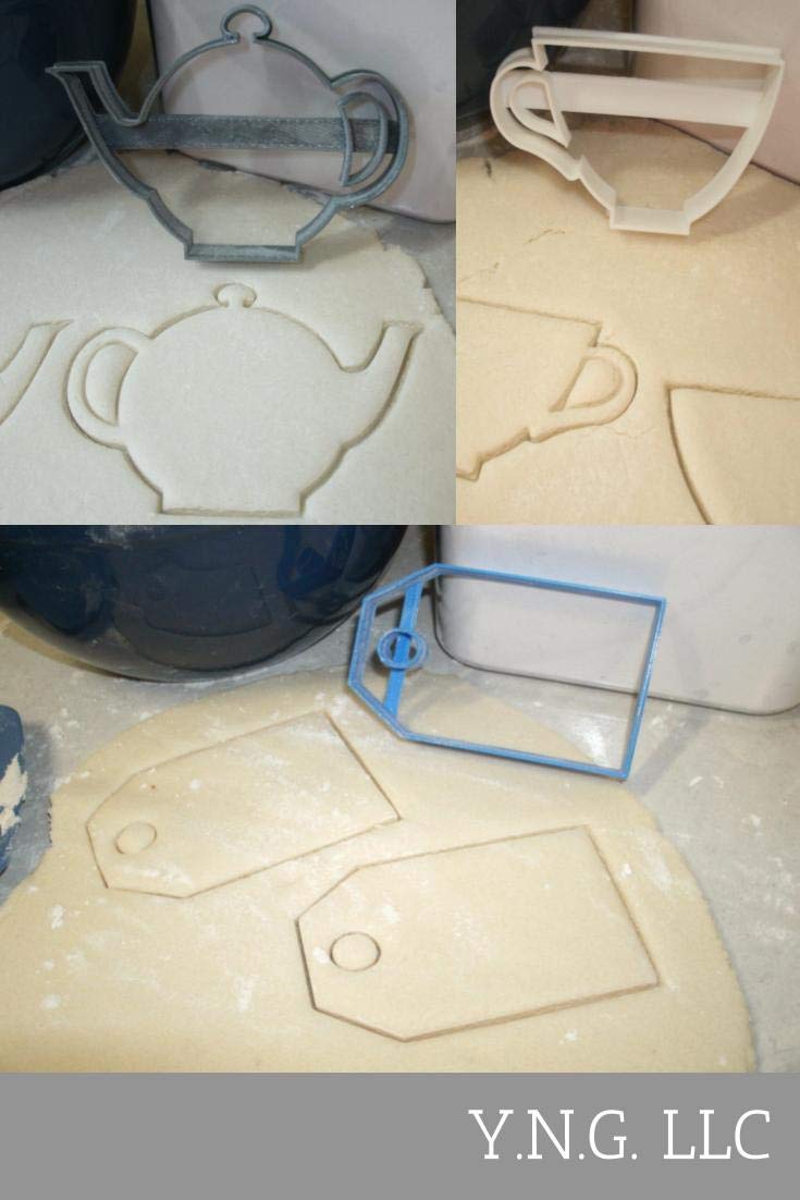 TEA TIME CUP POT HANGING NAME TAG BEVERAGE SET OF 3 COOKIE CUTTER USA MADE PR1178