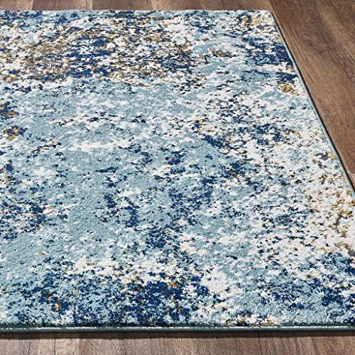 LUXE WEAVERS Rug - Persian Rugs 6490 Abstract Area Rug - Modern Design, Blue / Size 5 x 7