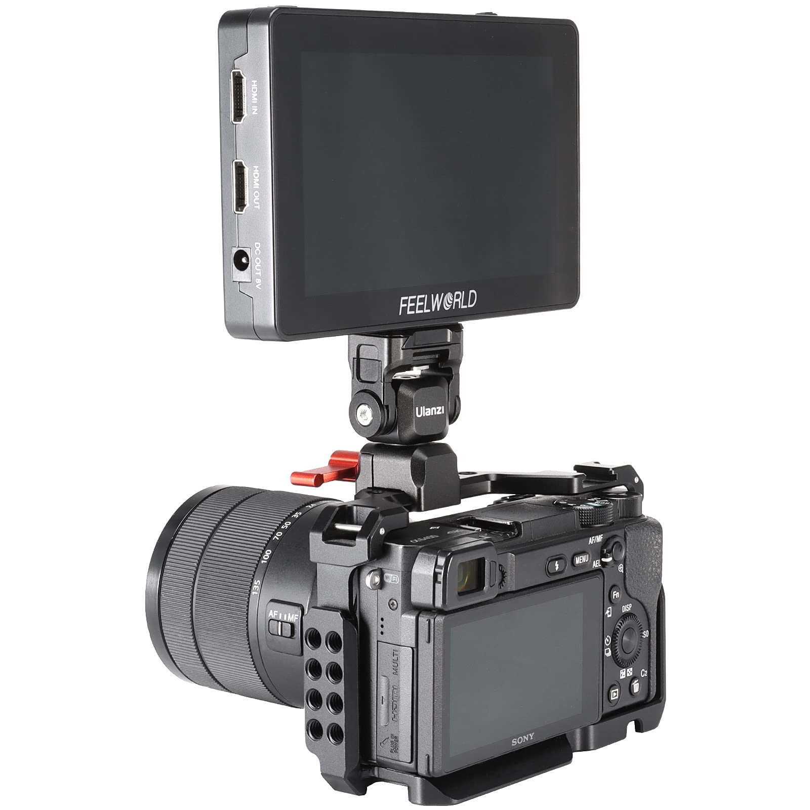 R082 Quick Release Monitor Mount 360° Adjustable NATO Rail Monitor Clamp for Camera Cage, 1/4" QR Slide Plate Video Shooting Accessories
