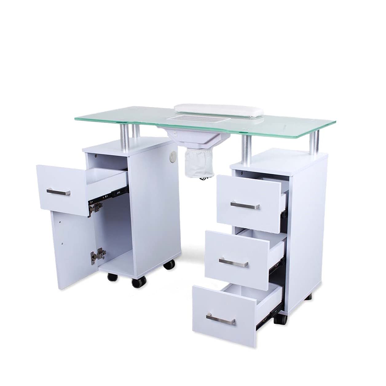 Manicure Table GLASS GLOW WHITE Salon Nail Table Salon Furniture & Equipment