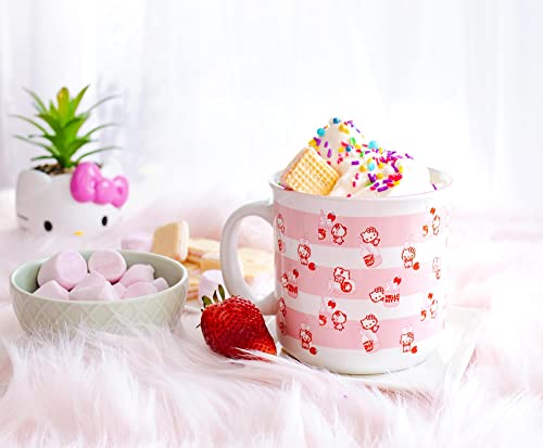 Silver Buffalo Sanrio Hello Kitty Strawberry Milk Ceramic Camper Mug | Holds 20 Ounces