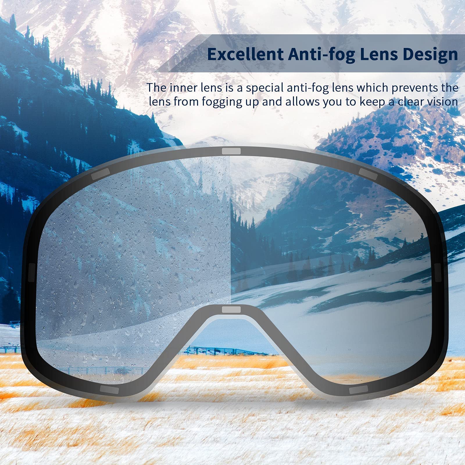 RABIGALA Ski Goggles with Detachable Lens, Frameless Magnetic Interchangeable Lens Anti-Fog 100% UV Protection Snowboard Snow Goggles (revo/silver)