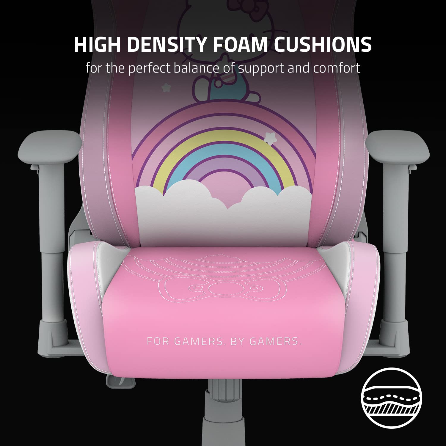 Razer Iskur X Ergonomic Gaming Chair: Designed for Hardcore Gaming - Multi-Layered Synthetic Leather - High-Density Foam Cushions - 2D Armrests - Steel-Reinforced Body - Hello Kitty & Friends Edition