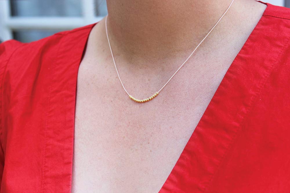 Lucky Feather Sweet 16 Milestone 14K Gold Dipped Beads Necklace on 17" Cord - Perfect 16th Birthday Gift Ideas