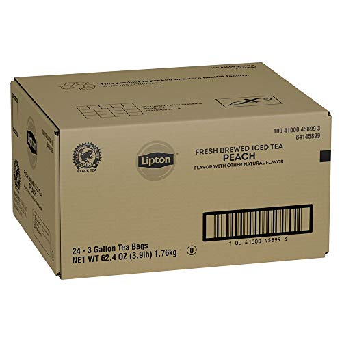 Lipton Iced Tea Bags, Peach Black Tea, Unsweetened Iced Tea, 3 Gallon-Sized Tea Bags(Pack of 24)