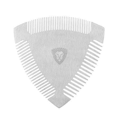 Luxury Multi-Use Comb for Hair, Mustache and Beard. Crafted Stainless Steel. Comes with a Genuine Full Leather Carry Case.