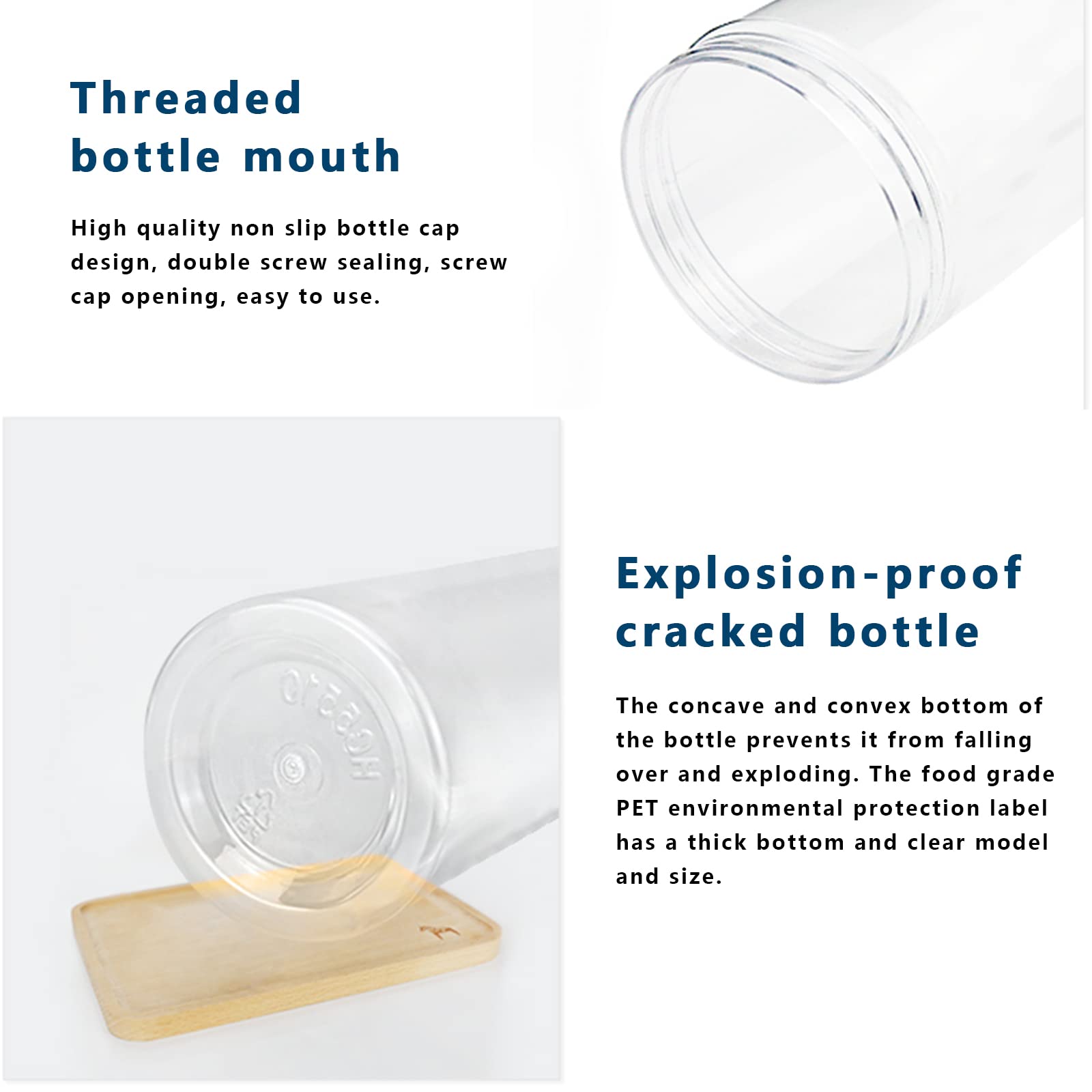 Set of 6Pcs Clear Plastic Food Storage Jar with Lid, Round Transparent Skinny Storage Container for Spaghetti, Pasta and Dry goods (Clear 6pcs)