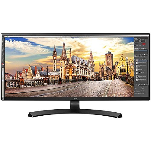 LG 34UM68 21:9 FHD IPS 34-inch Monitor Bundle with 6-Outlet Surge Adapter with Night Light, 2X HDMI Cable and Screen Cleaner (Large Bottle) for LED TVs
