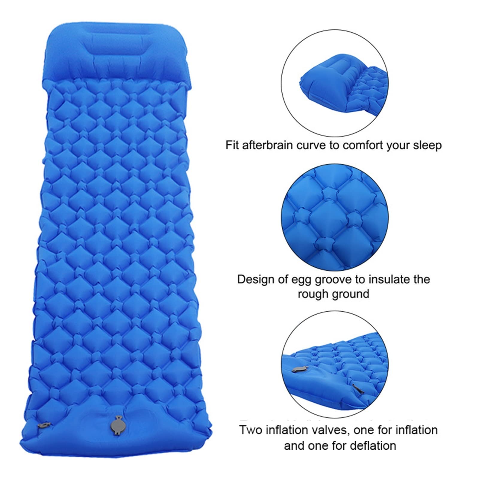 SMKOOP Portable Outdoor Camp Inflatable Sleeping Mattress 2 Inflating Methods Outdoor Camping Mattress