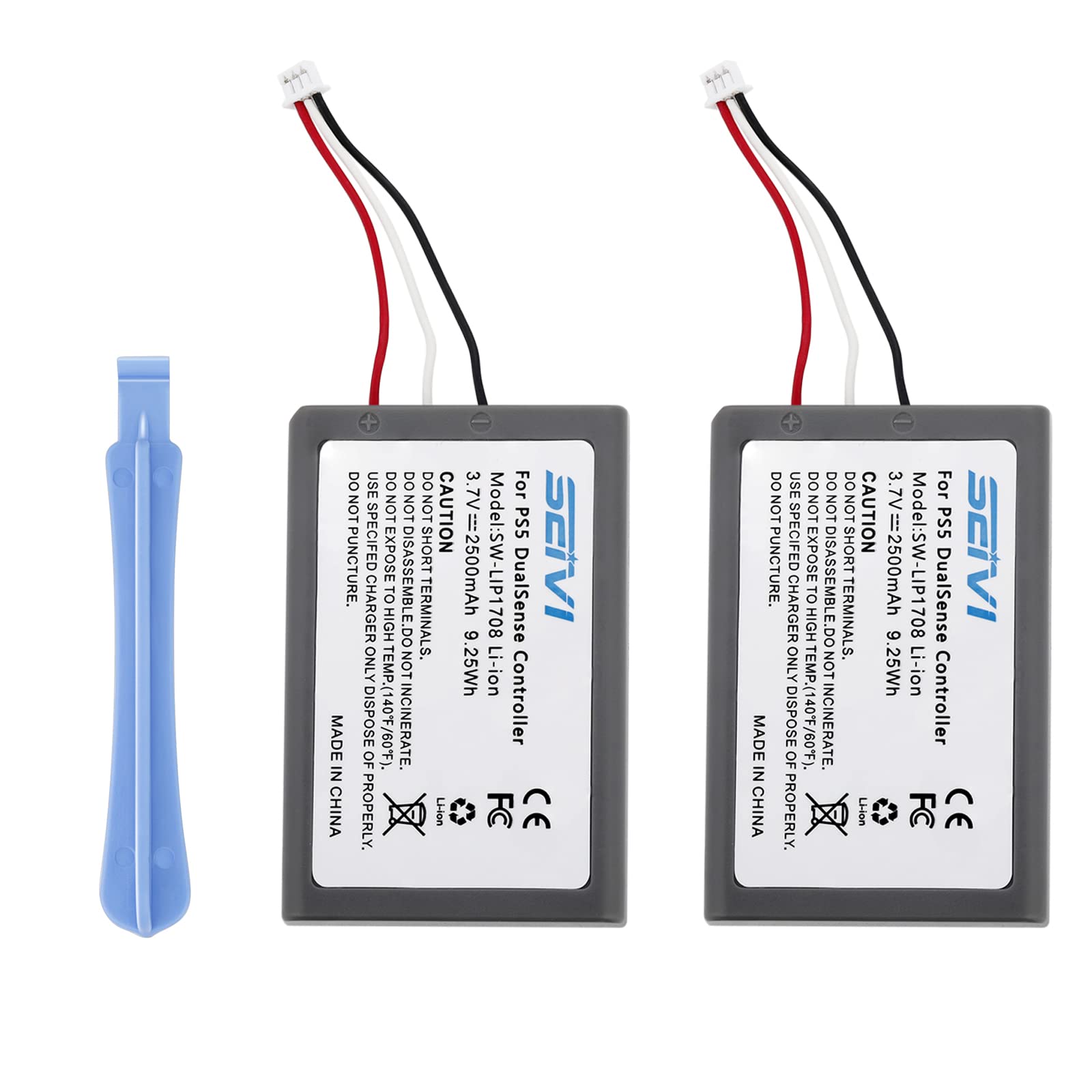 SEIVI Replacement Battery for PS5, 2 Pack 2500mAh LIP1708 Replacement Battery for Playstation 5 DualSense CFI-ZCT1W Wireless Controller