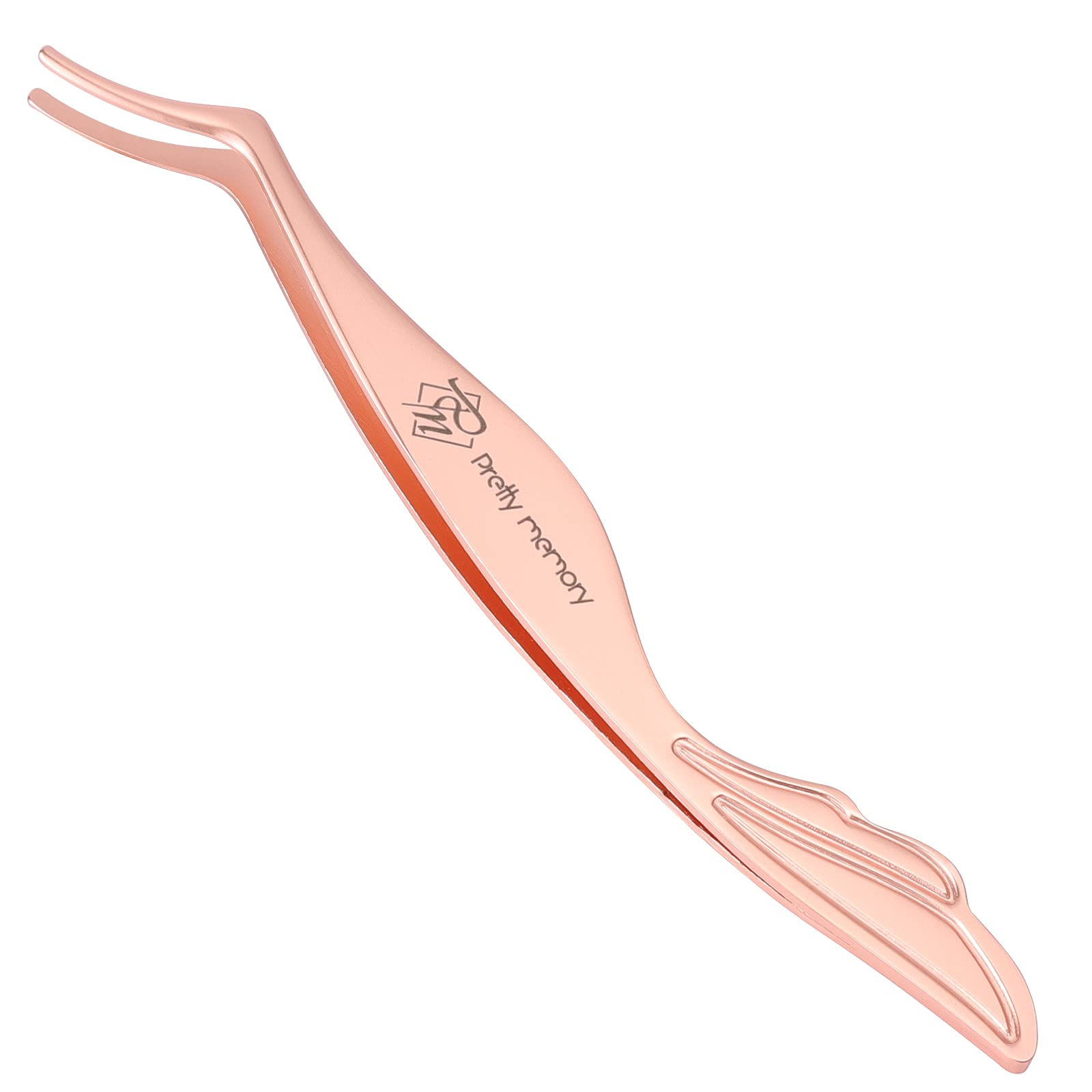 Pretty memory Eyelash Applicator Tool DIY Cluster Lash Tweezers Curved Eyelash Tweezers for Easy Lash Application and Removal, Rose Gold