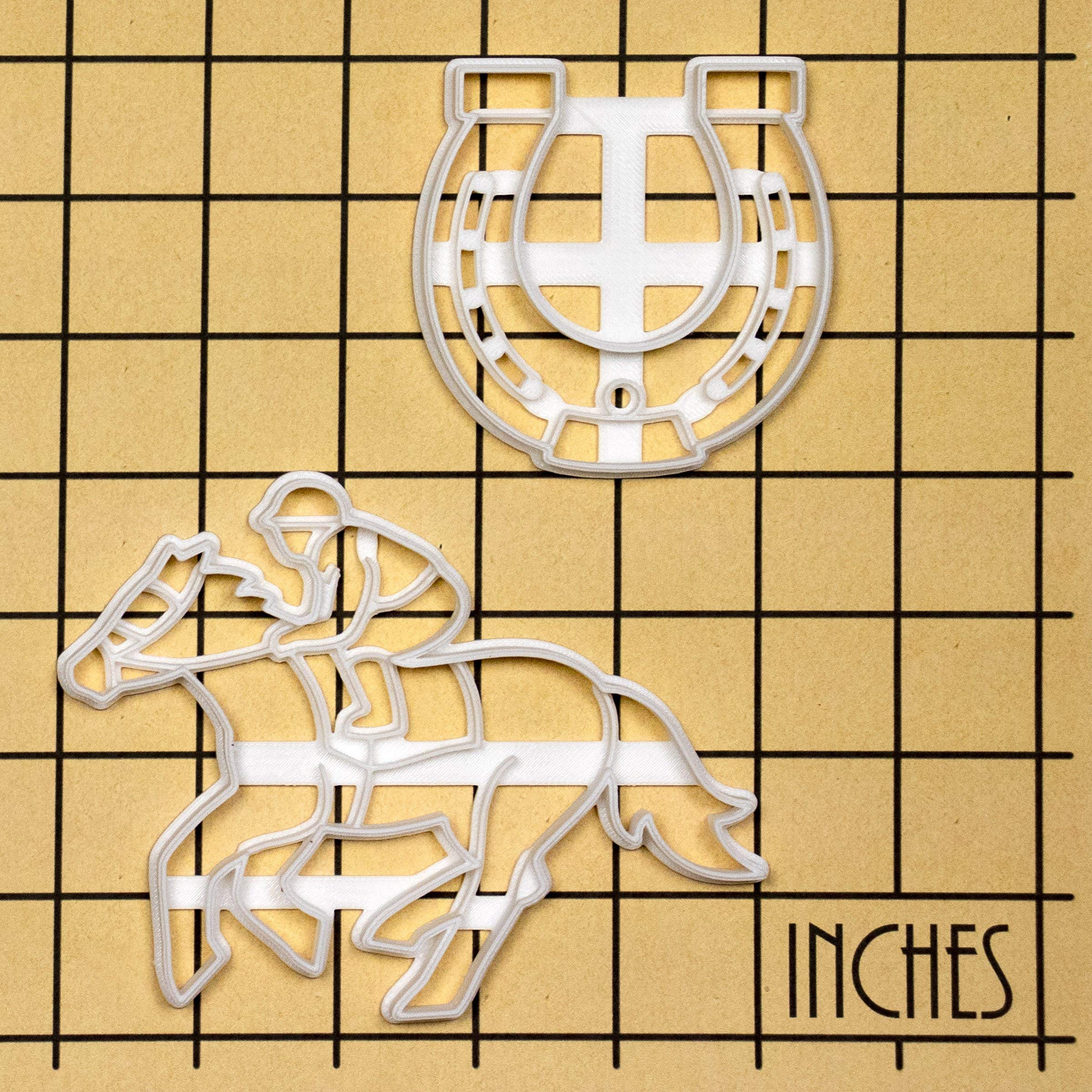 Set of 2 Jockey cookie cutters (Designs: Jockey and Horse Shoe), 2 pieces - Bakerlogy